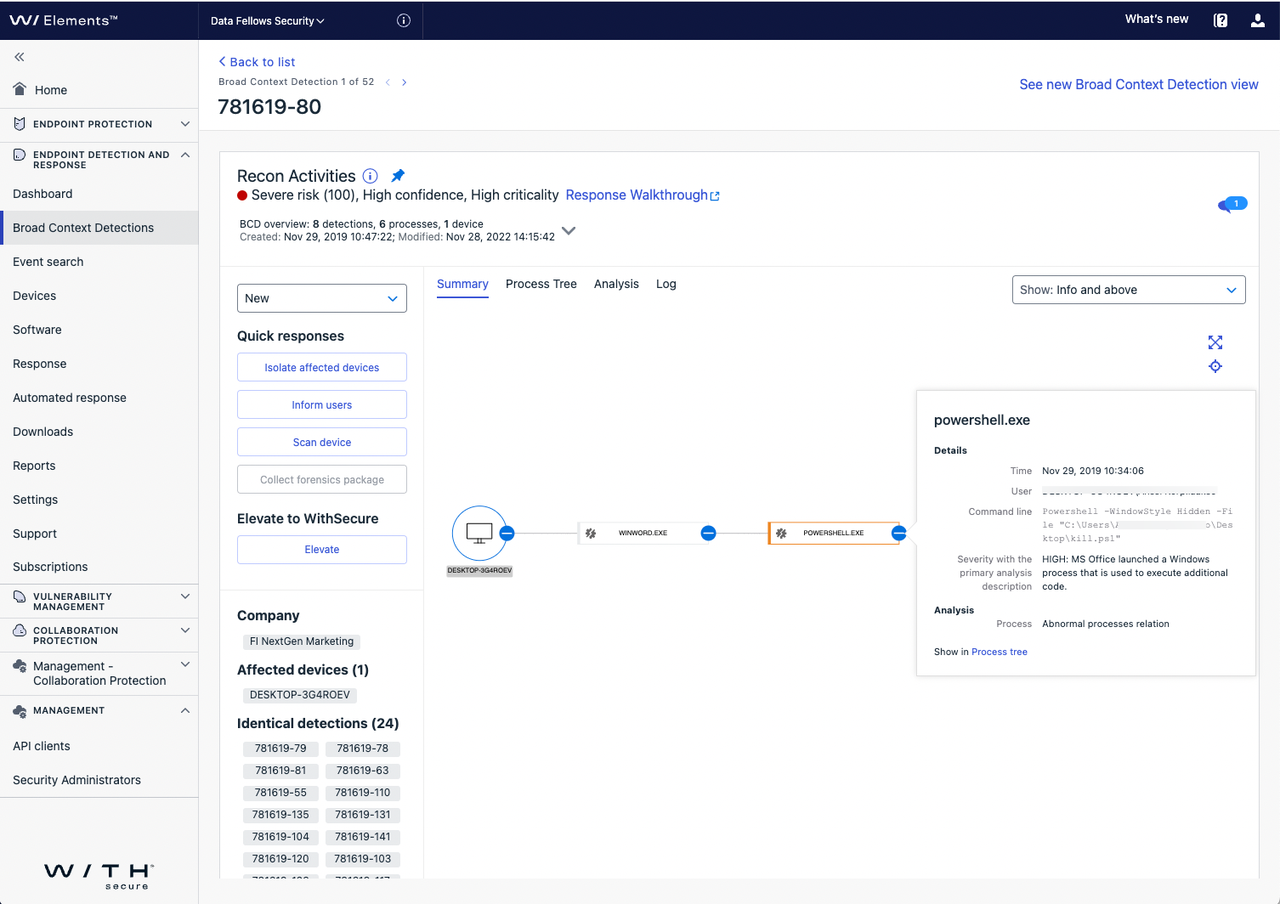 Quick Start– Elements Endpoint Detection and Response | WithSecure™