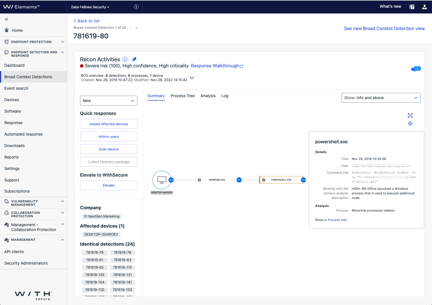 Quick Start– Elements Endpoint Detection and Response | WithSecure™