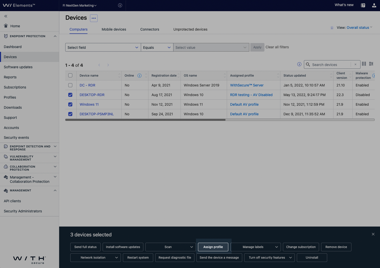 Quick Start – Elements Endpoint Protection | WithSecure™