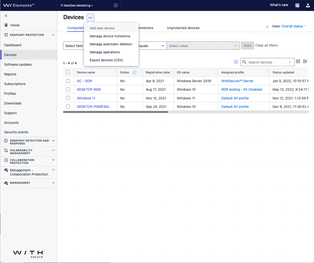 Quick Start– Elements Endpoint Detection and Response | WithSecure™