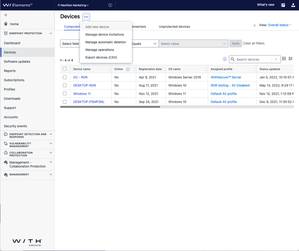 Quick Start– Elements Endpoint Detection and Response | WithSecure™
